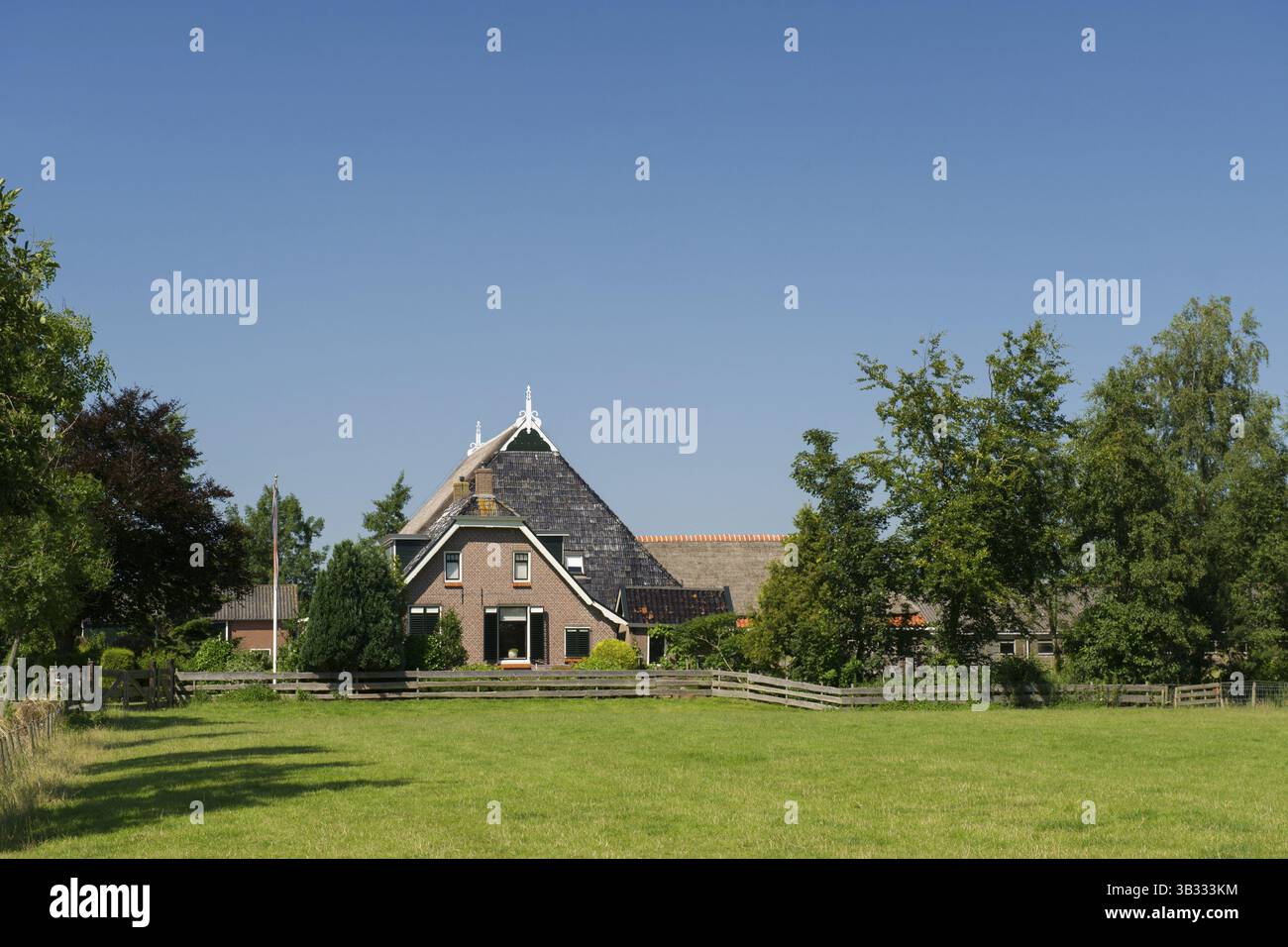 Typical Dutch farmhouse in landscape at Friesland Stock Photo - Alamy