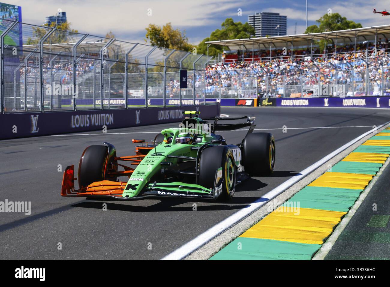 MELBOURNE, AUSTRALIA - MARCH 14: Gabriel Bortoleto of Brazil drives the Stake F1 Team Kick ...