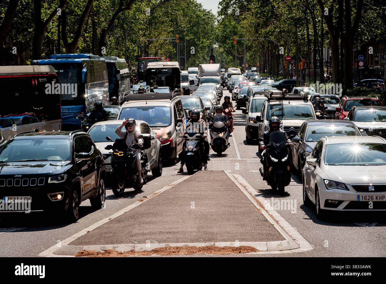 Barcelona, Spain. April 28, 2025, Barcelona, Spain: Traffic jam in ...