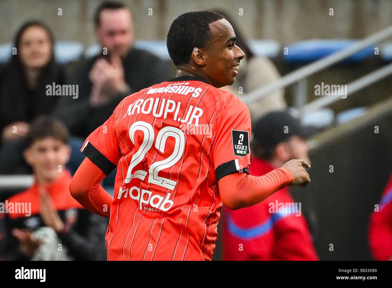 Eli Junior KROUPI of Lorient celebrates his goal during the French ...