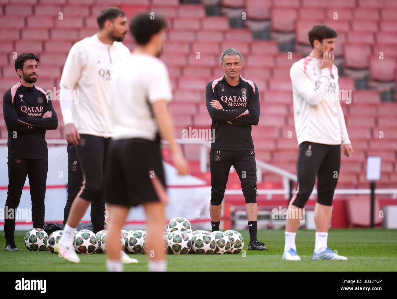 Paris Saint Germain manager Luis Enrique during a training session at ...
