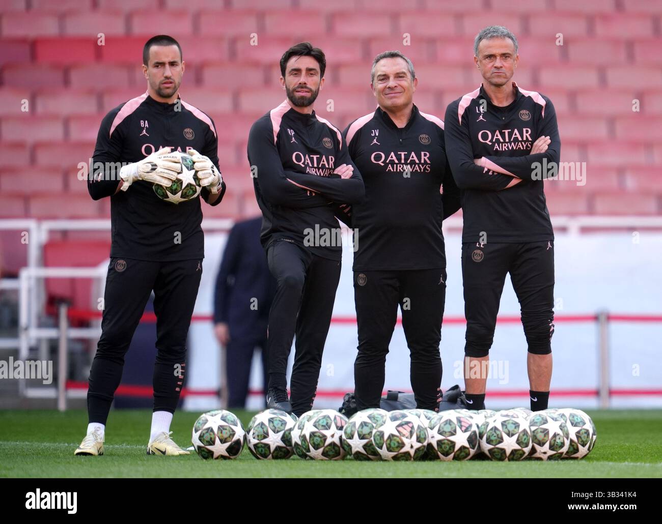 Paris Saint Germain staff Borja Alvarez, Rafel Pol, Joaquin Valdes and ...
