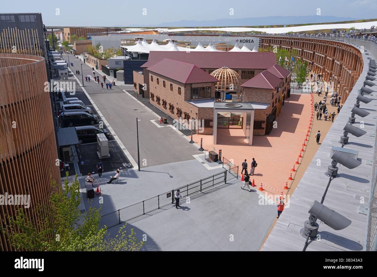 OSAKA, JAPAN -19 APR 2025 - View of the Grand Ring, a wooden timber ...