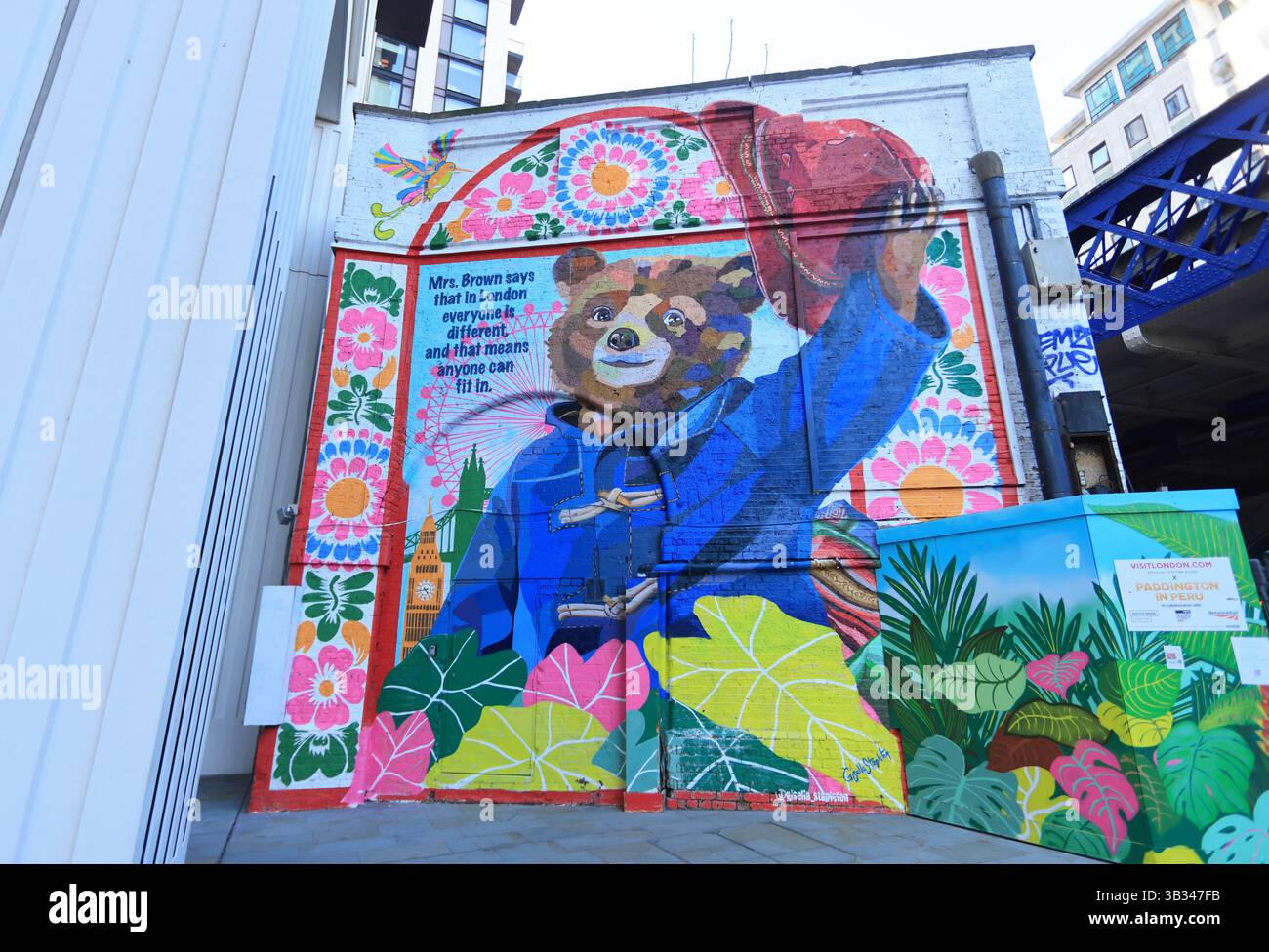 Paddington's London mural, opposite Waterloo station, on Sutoon Walk ...