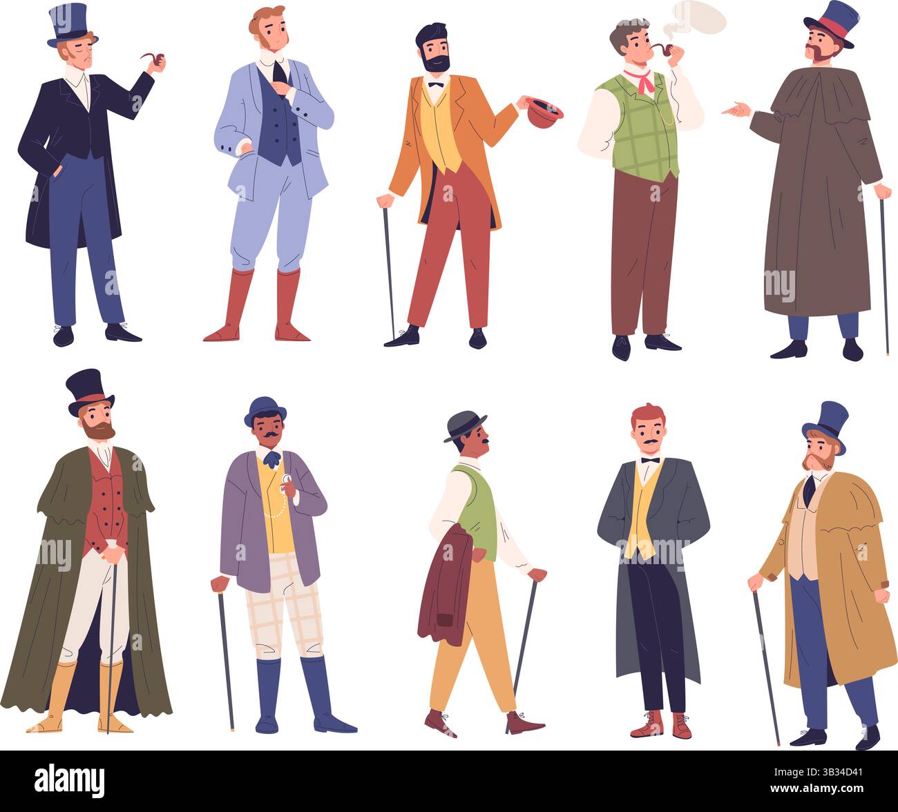 Victorian gentlemen. English aristocrat fashion gentleman characters ...