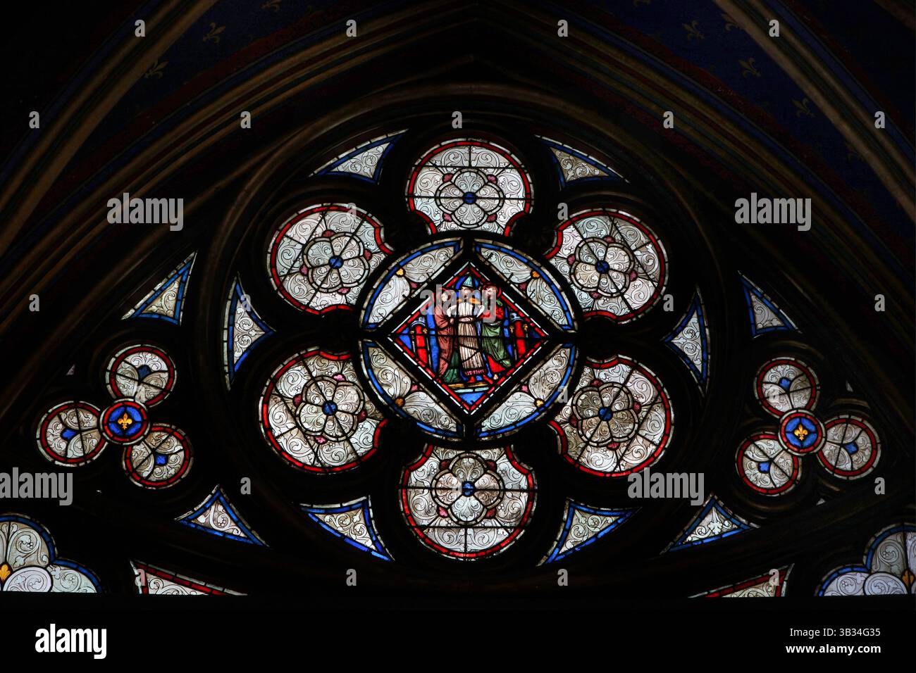 August 30, 2011 - Paris, France - Detail of stained glass window in the ...