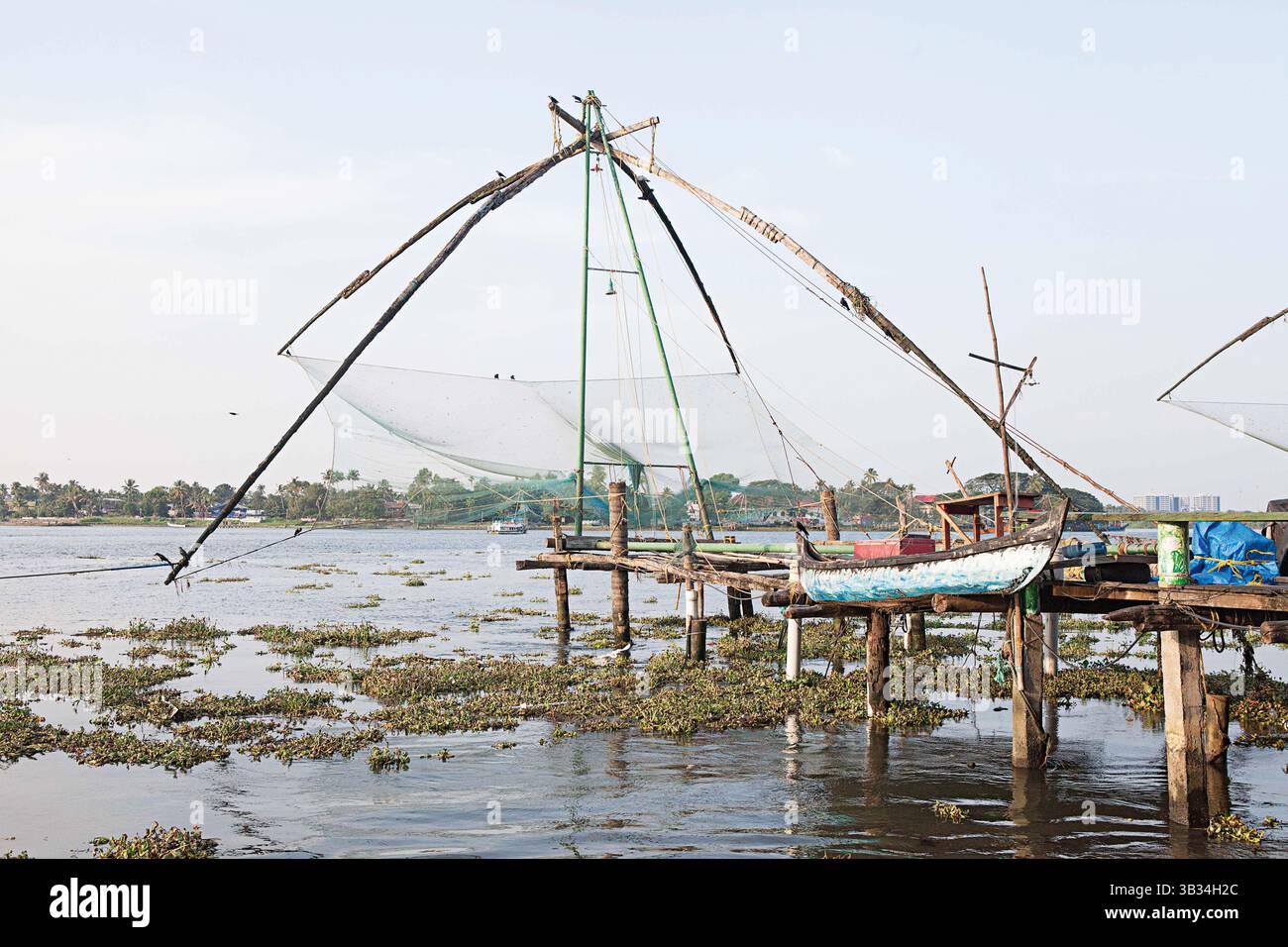Chinese fishing net in Fort Kochi, a region in Kerala and a tourist ...