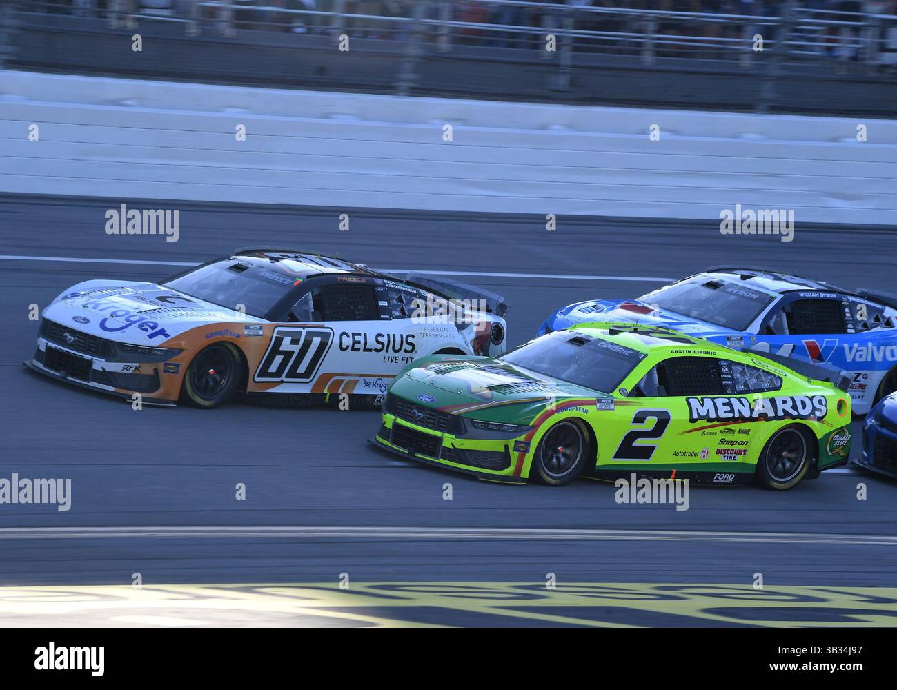 TALLADEGA, AL - APRIL 27: Austin Cindric (#2 Team Penske Menards/Quaker State Ford) and Ryan ...