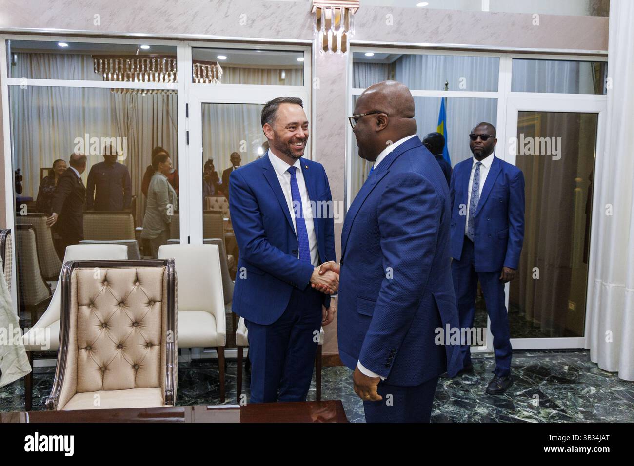 Vice-prime minister and Minister of Foreign Affairs Maxime Prevot and DRC Congo President Felix ...