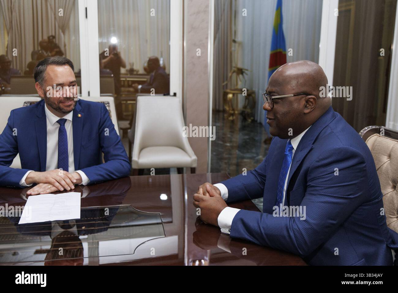 Kinshasa, Congo. 28th Apr, 2025. Vice-prime minister and Minister of Foreign Affairs Maxime ...