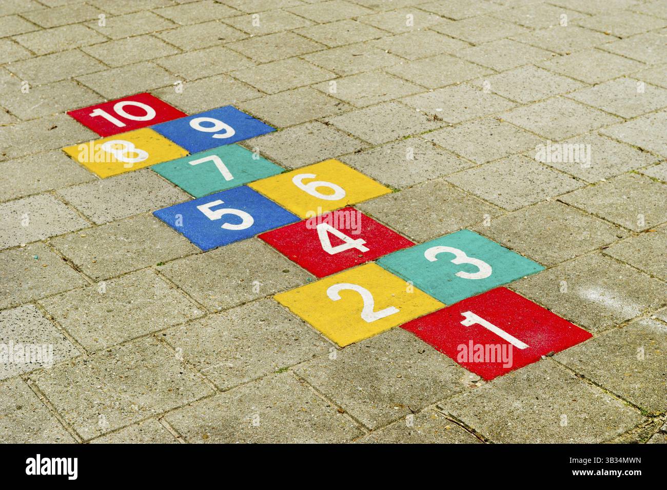 Colorful hopscotch with numbers to ten Stock Photo - Alamy