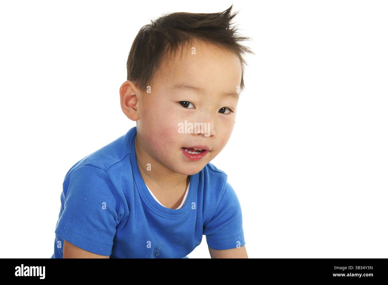 Portrait of a Chinese boy isolated over white Stock Photo - Alamy