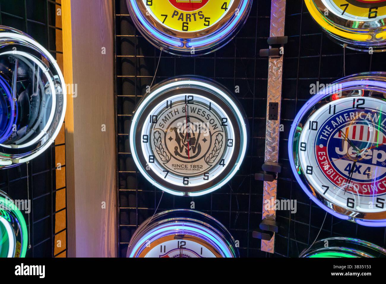 Livonia, Michigan - Clocks with corporate logos are on sale at the ...