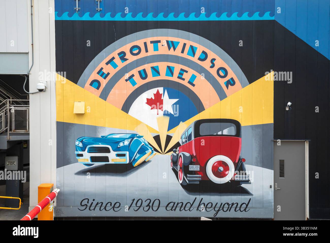 Detroit, Michigan - A mural at the Detroit entrance to the tunnel under ...