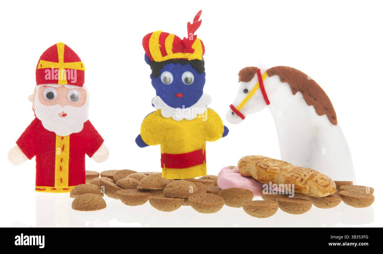 Handmade puppets and typical candy for Dutch Sinterklaas holidays Stock ...