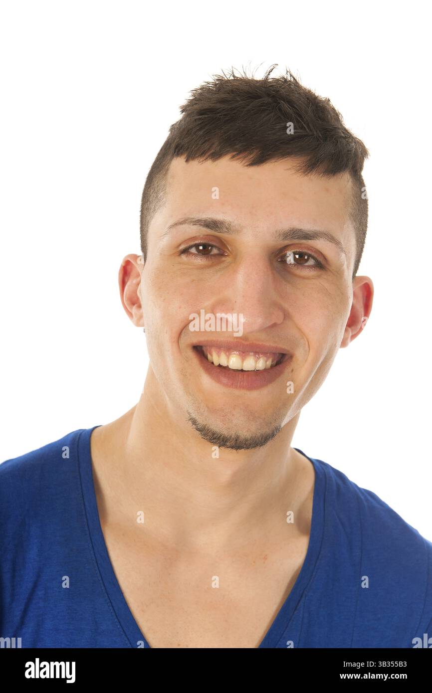 Man in blue shirt smiles hi-res stock photography and images - Alamy