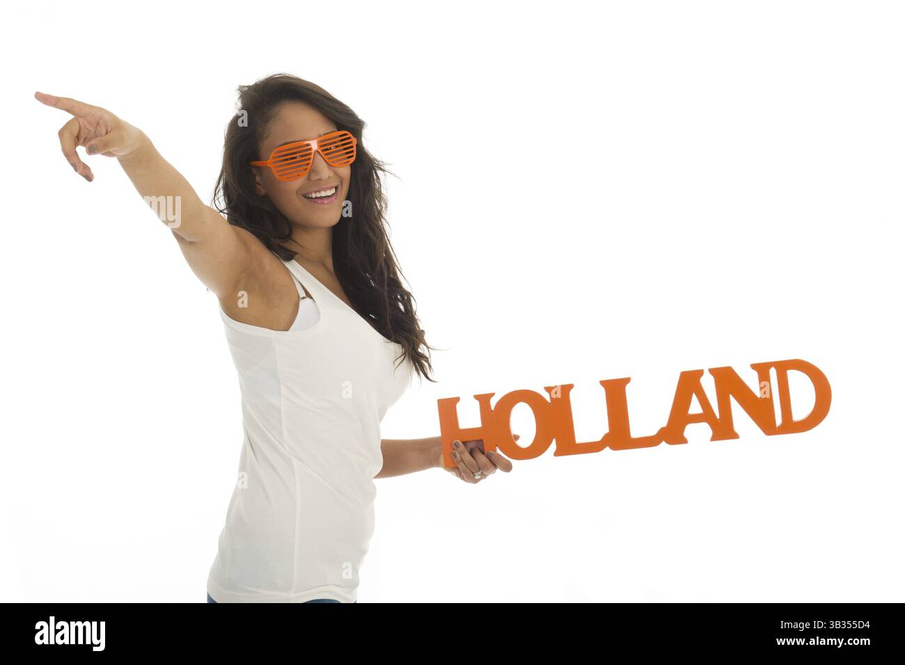 Black woman supporter for the Dutch team isolated over white background ...