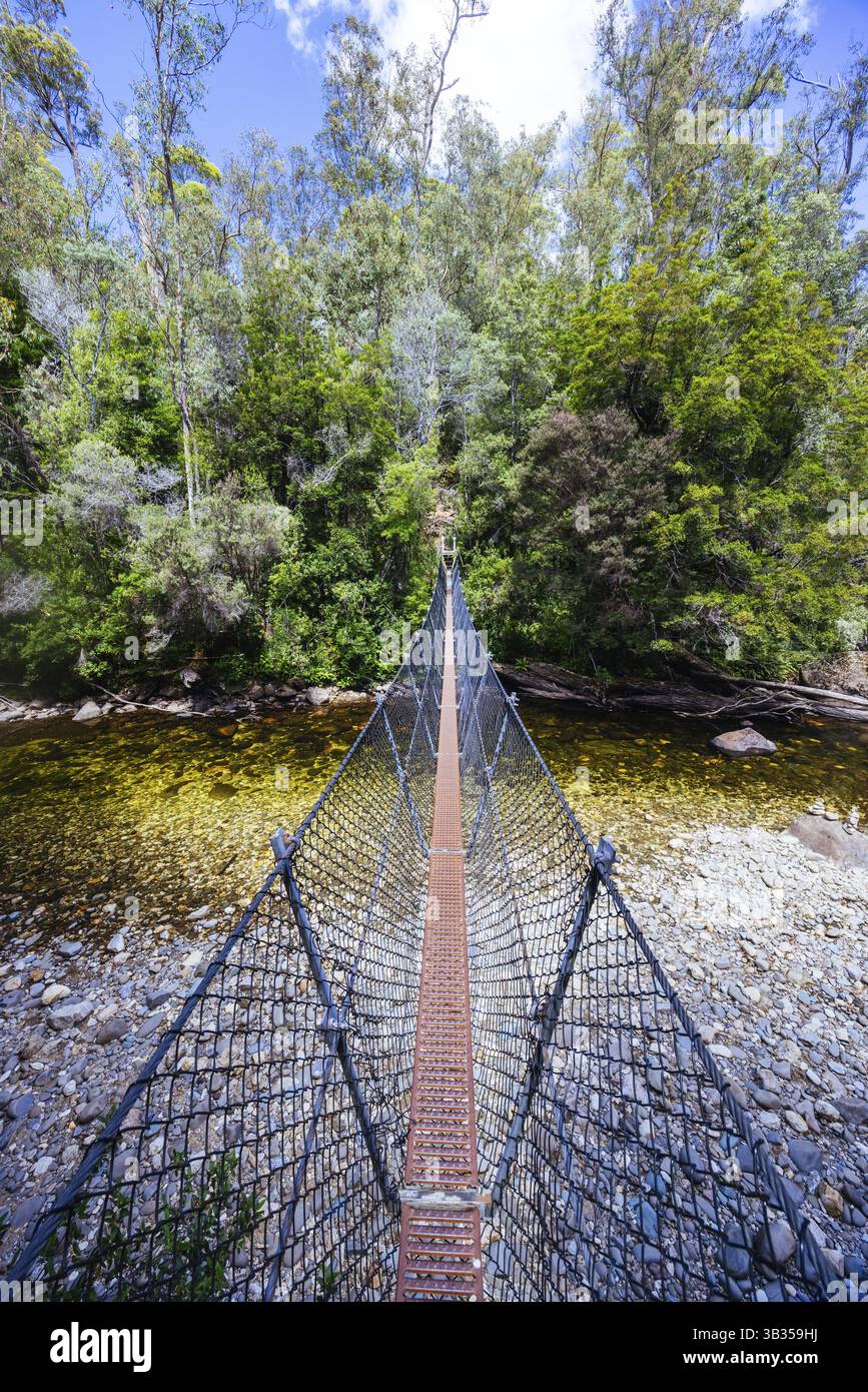 Frenchmans Cap Suspended Bridge in Franklin-Gordon Wild Rivers National ...