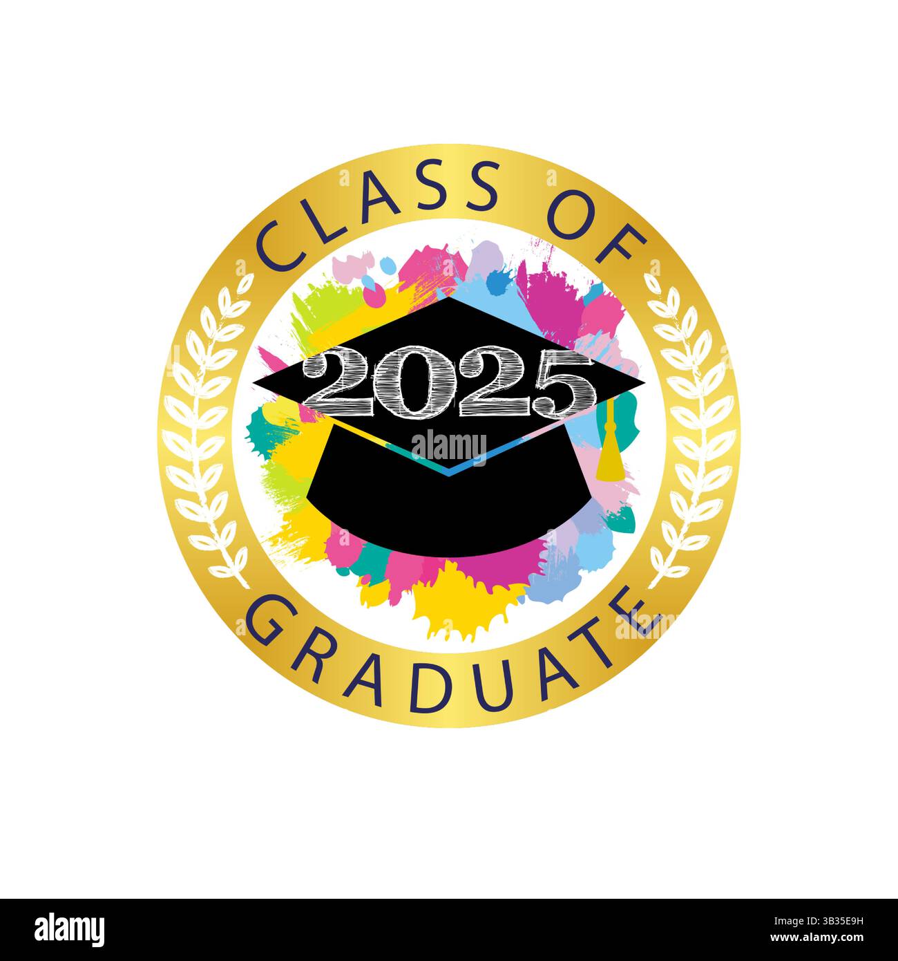 School medal concept with gold and artistic colorful for class of 2025 ...