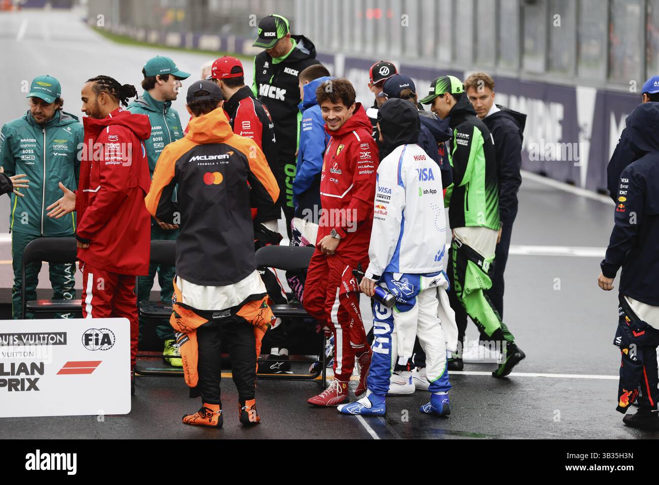 MELBOURNE, AUSTRALIA - MARCH 16: F1 drivers prepare for annual grid ...