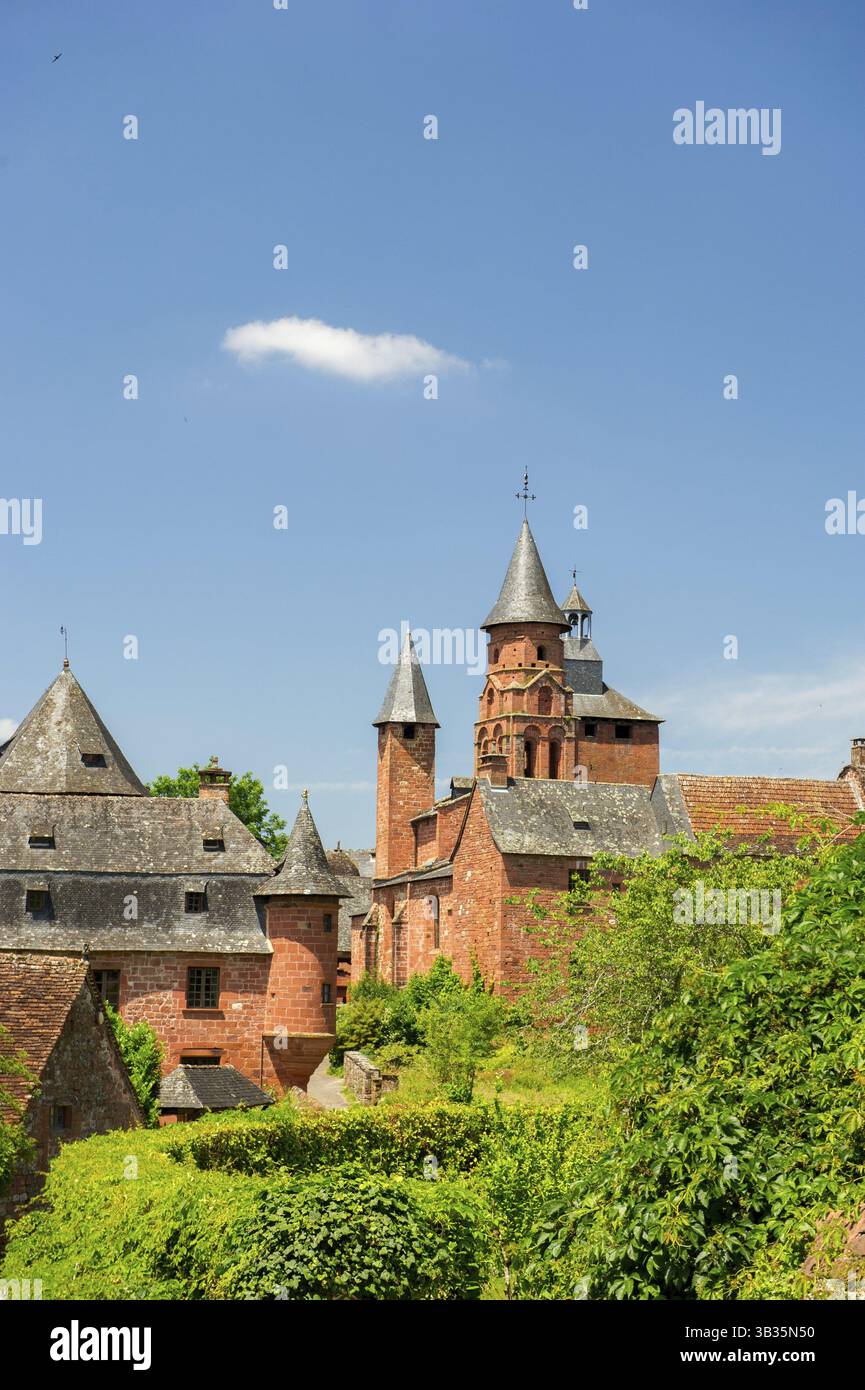 Typical red castle in French Collonges la Rouge Stock Photo - Alamy