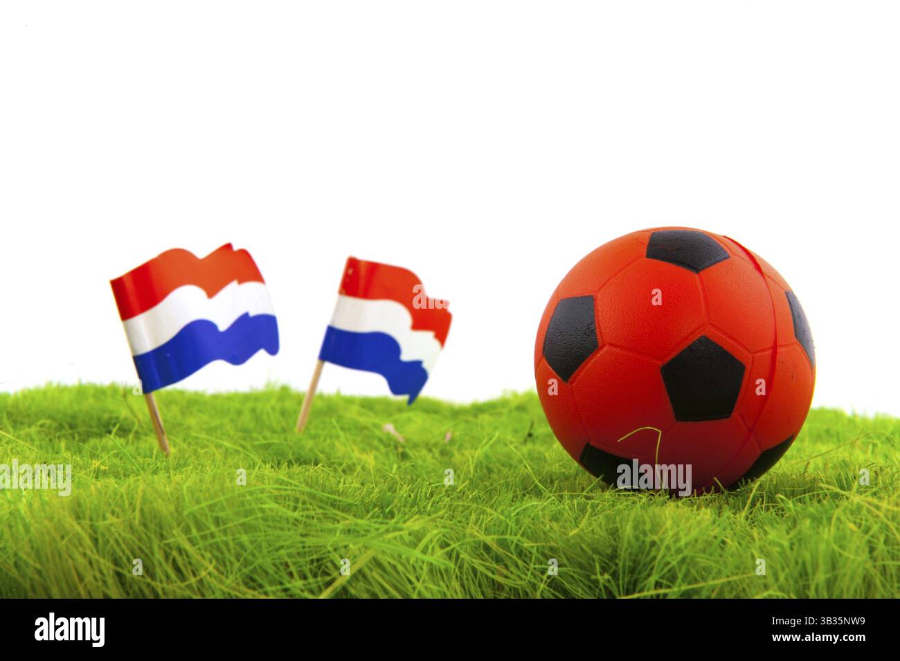 Dutch soccer with flags and orange ball Stock Photo - Alamy