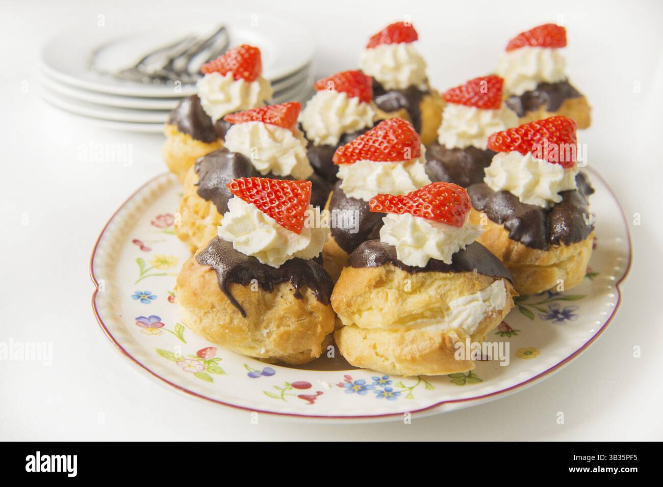 Birthday pastry with cream and fruit Stock Photo - Alamy