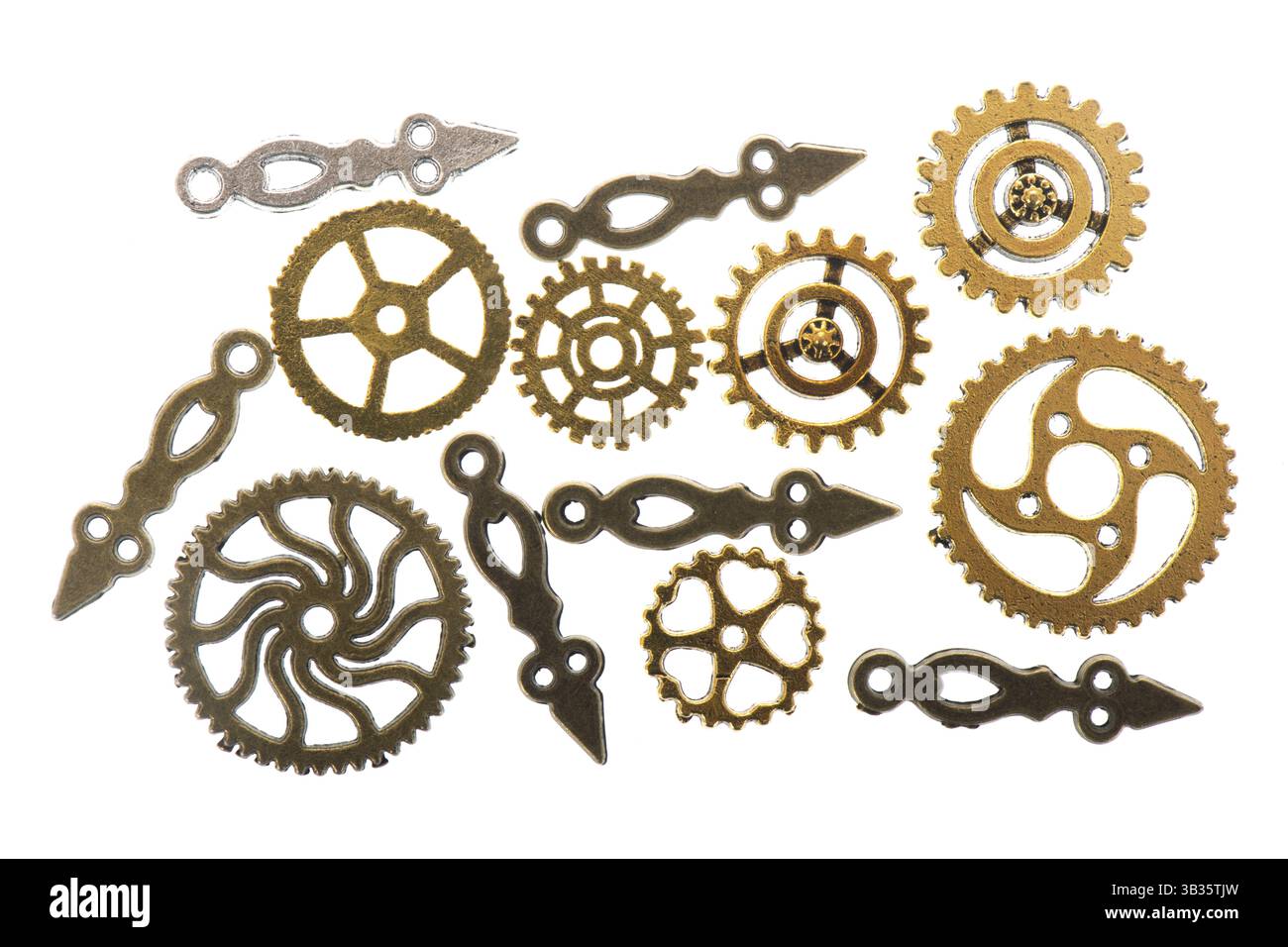 Industrial wheels in copper ans silver isolated over white background ...