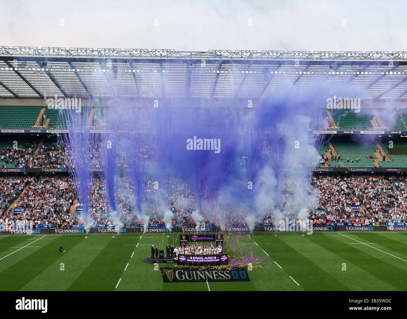 Caption: London, UK. 26th April 2025. Pyro goes off as England are ...