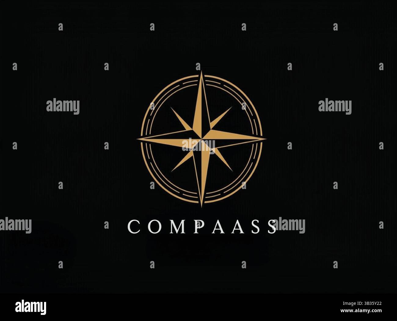 Golden Compass Emblem on Black Background – Navigation and Exploration ...