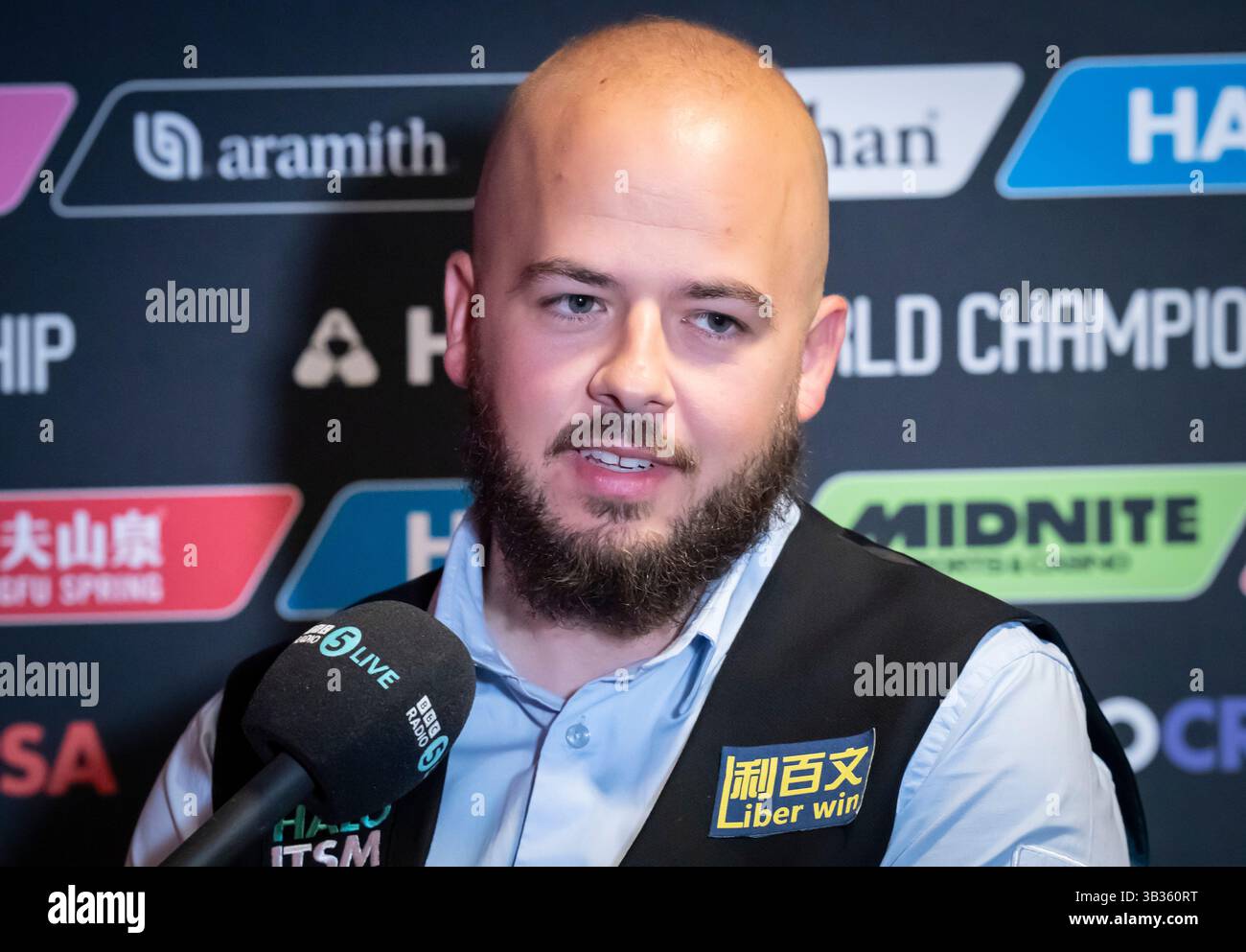 Luca Brecel during press conference, following his match against Ding ...
