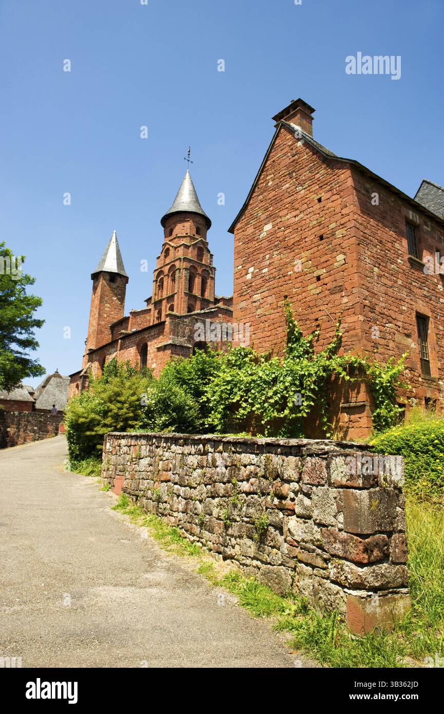 Typical red castle in French Collonges la Rouge Stock Photo - Alamy