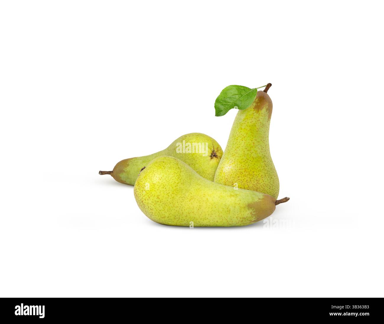 Three pears isolated on white background. Pear with leaf Stock Photo ...