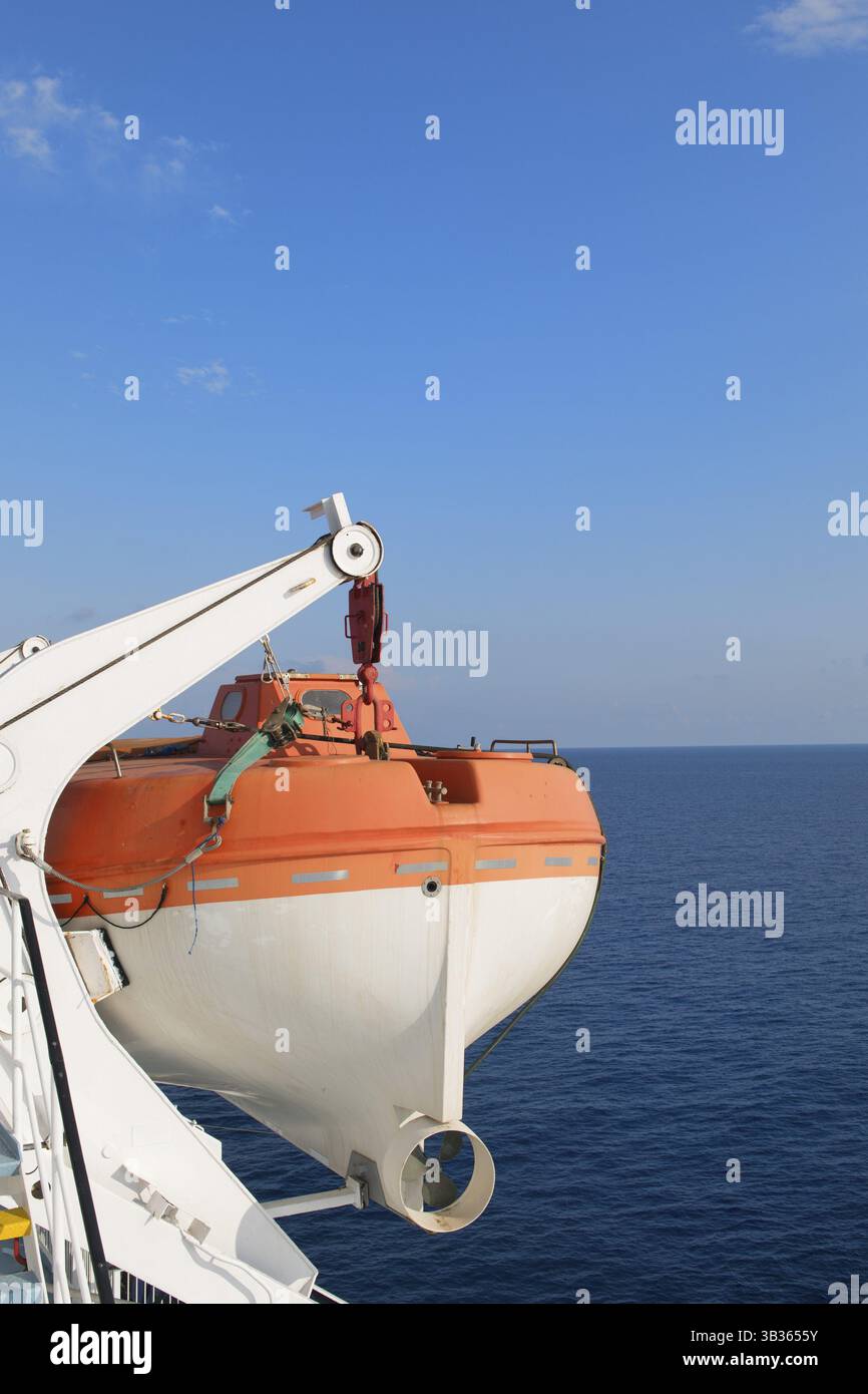 Life boats on big ferry ship Stock Photo - Alamy