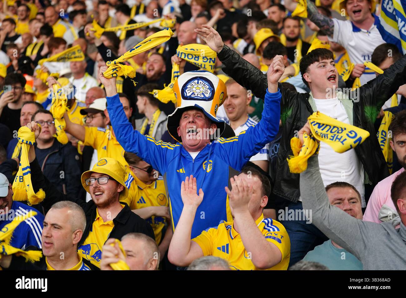 Leeds United fans in the stands show their support during the Sky Bet ...