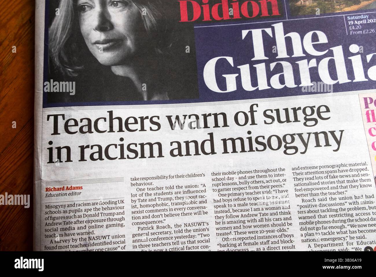 'Teachers warn of surge in racism and misogyny' Guardian newspaper ...