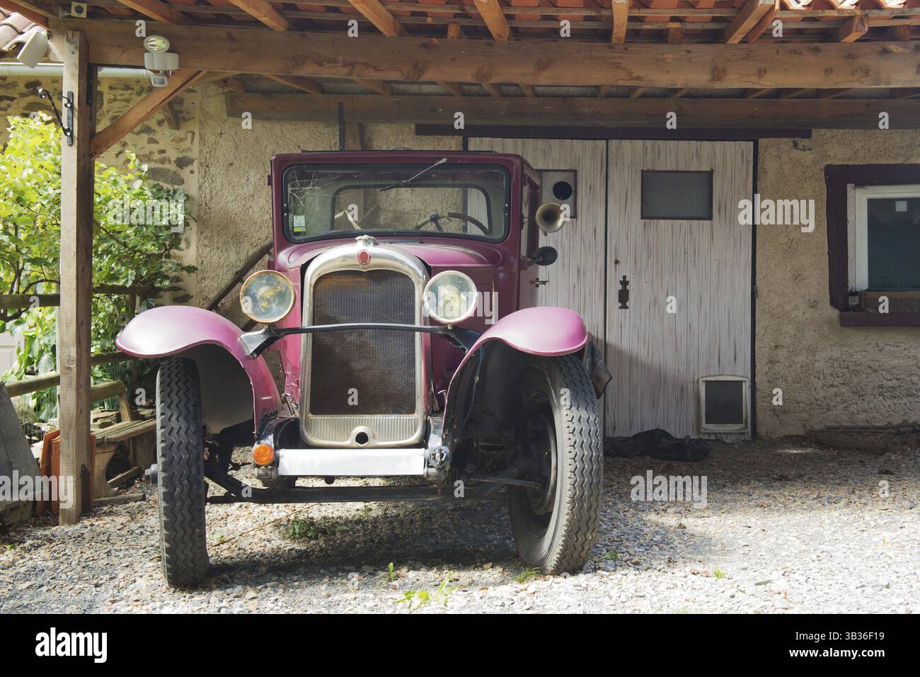 Old French red car in France Stock Photo - Alamy
