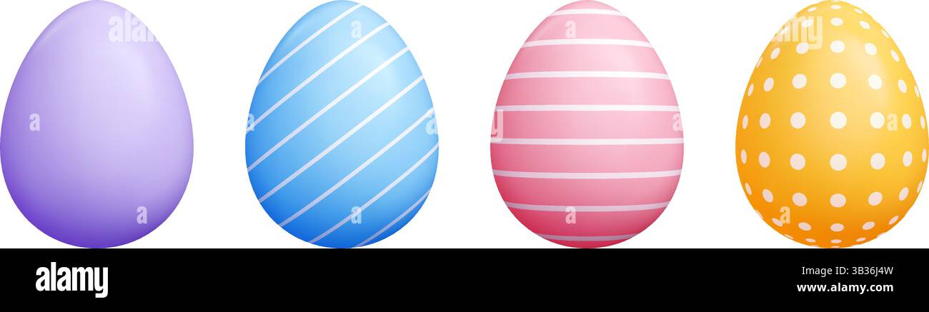 Easter 3d egg vector set - pastel color solid oval cartoon shapes ...