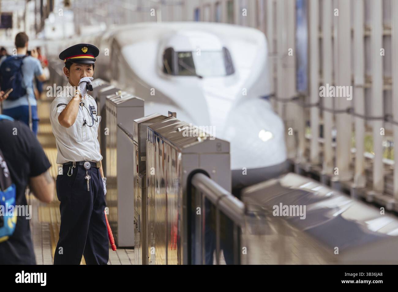KYOTO, JAPAN - SEPTEMBER 24, 2024: Kyoto train station staff during ...