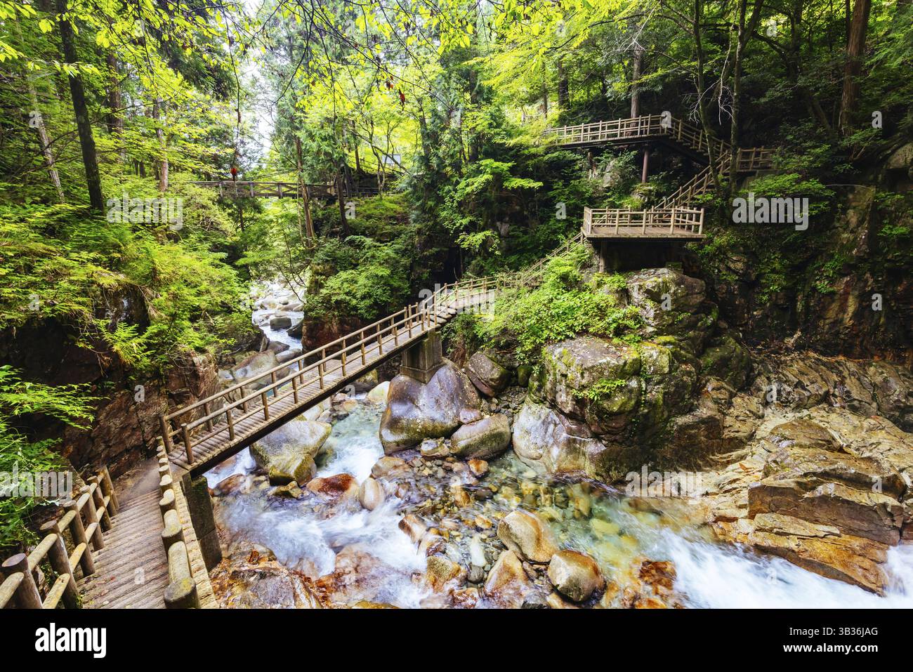 The magnificent Ryujin Falls and iconic red bridge at the start of ...