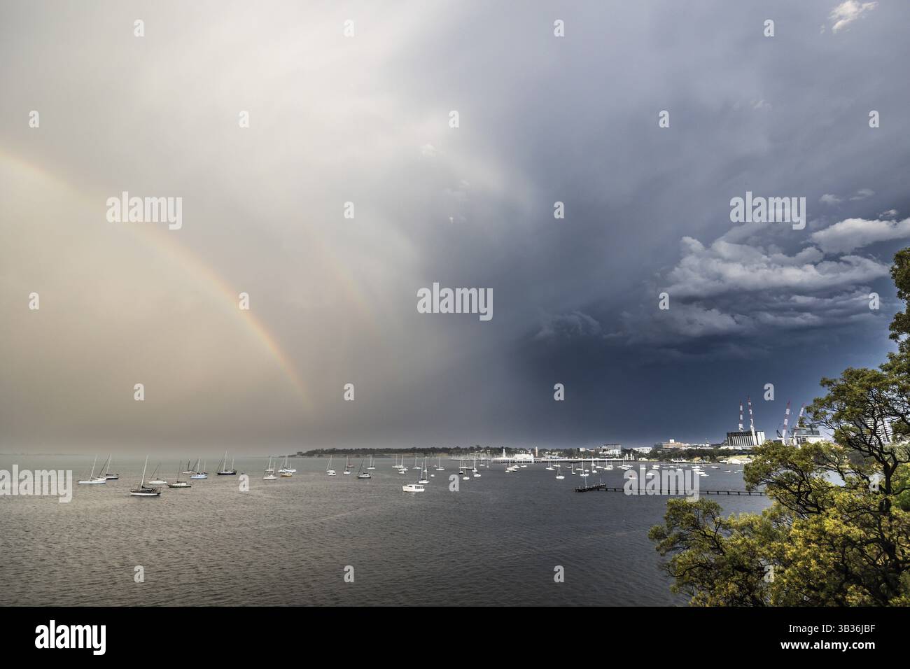 GEELONG, AUSTRALIA - FEBRUARY 02: An intense summer weather system with ...