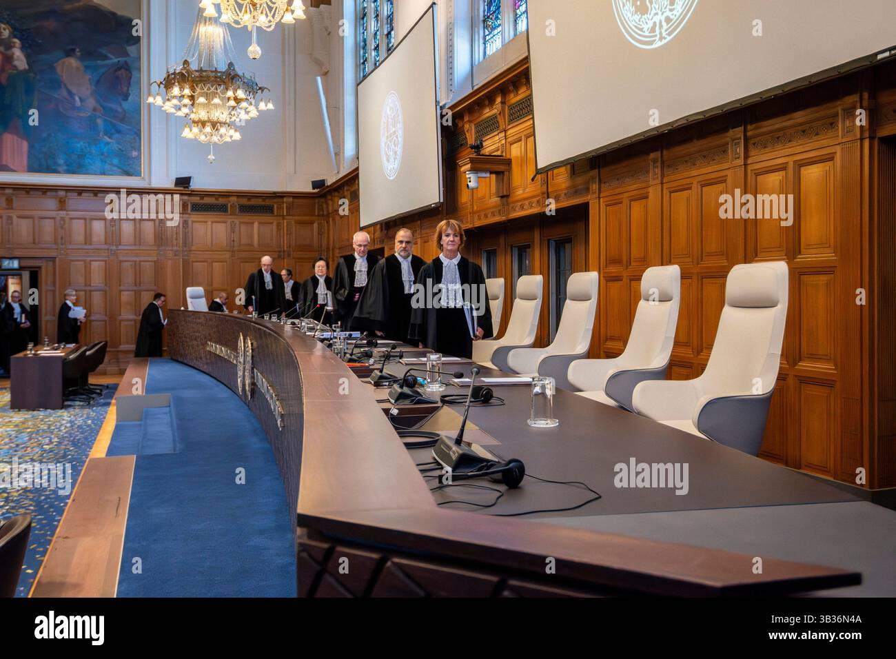 The Hague, South Holland, Netherlands. 28th Apr, 2025. Judges of the ...