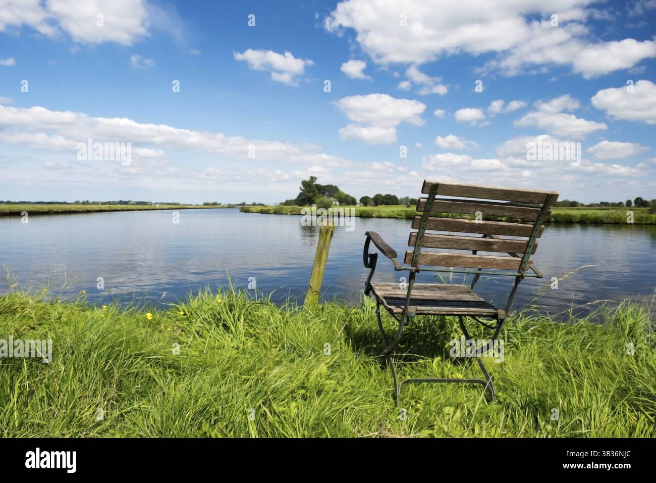 Landscape with chair near Dutch river the Eem Stock Photo - Alamy