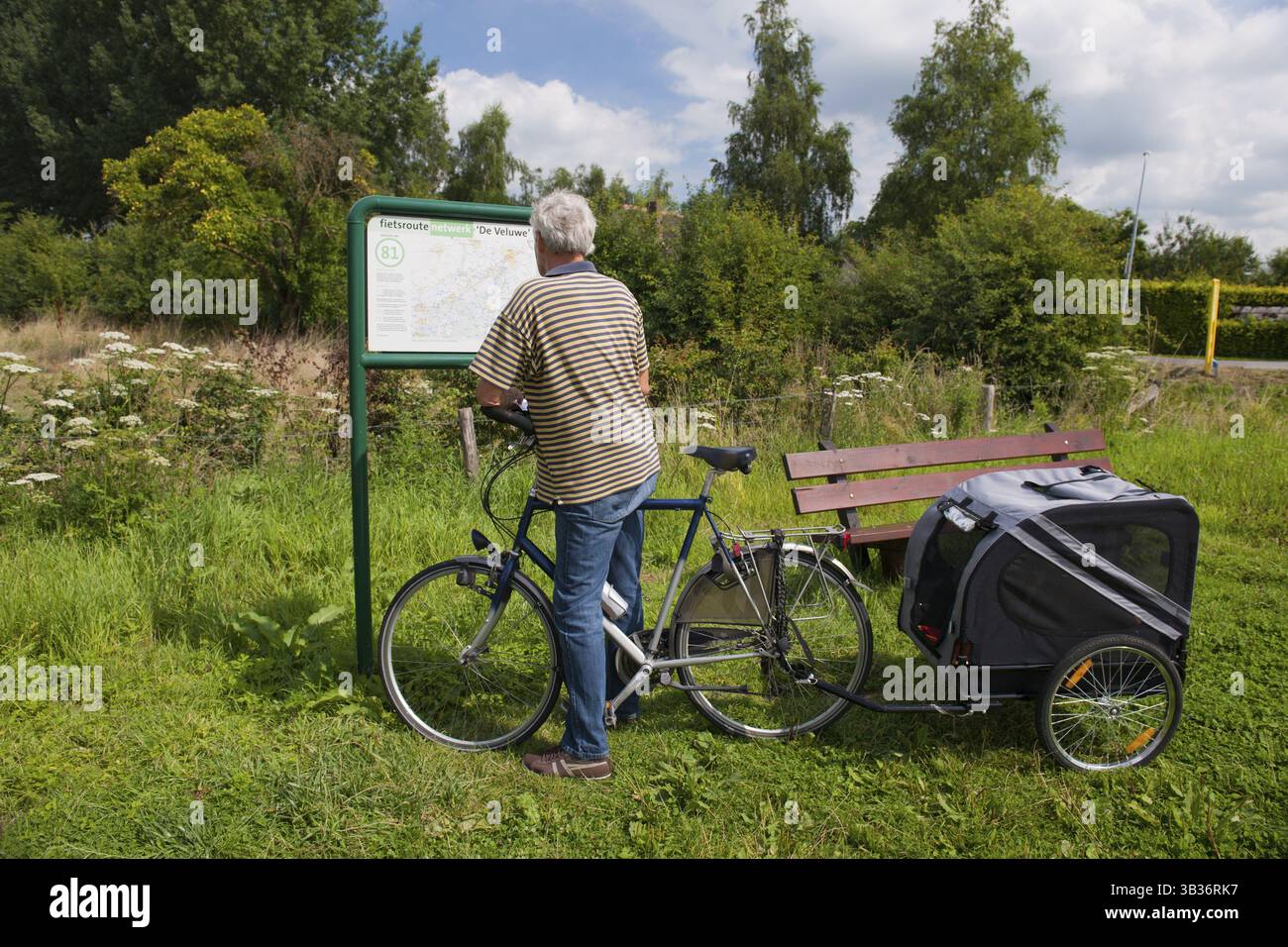Elderly Biker with dog car is reading the route map Stock Photo - Alamy