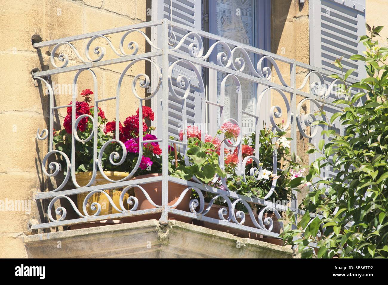 Detail from typical French house with balcony Stock Photo - Alamy