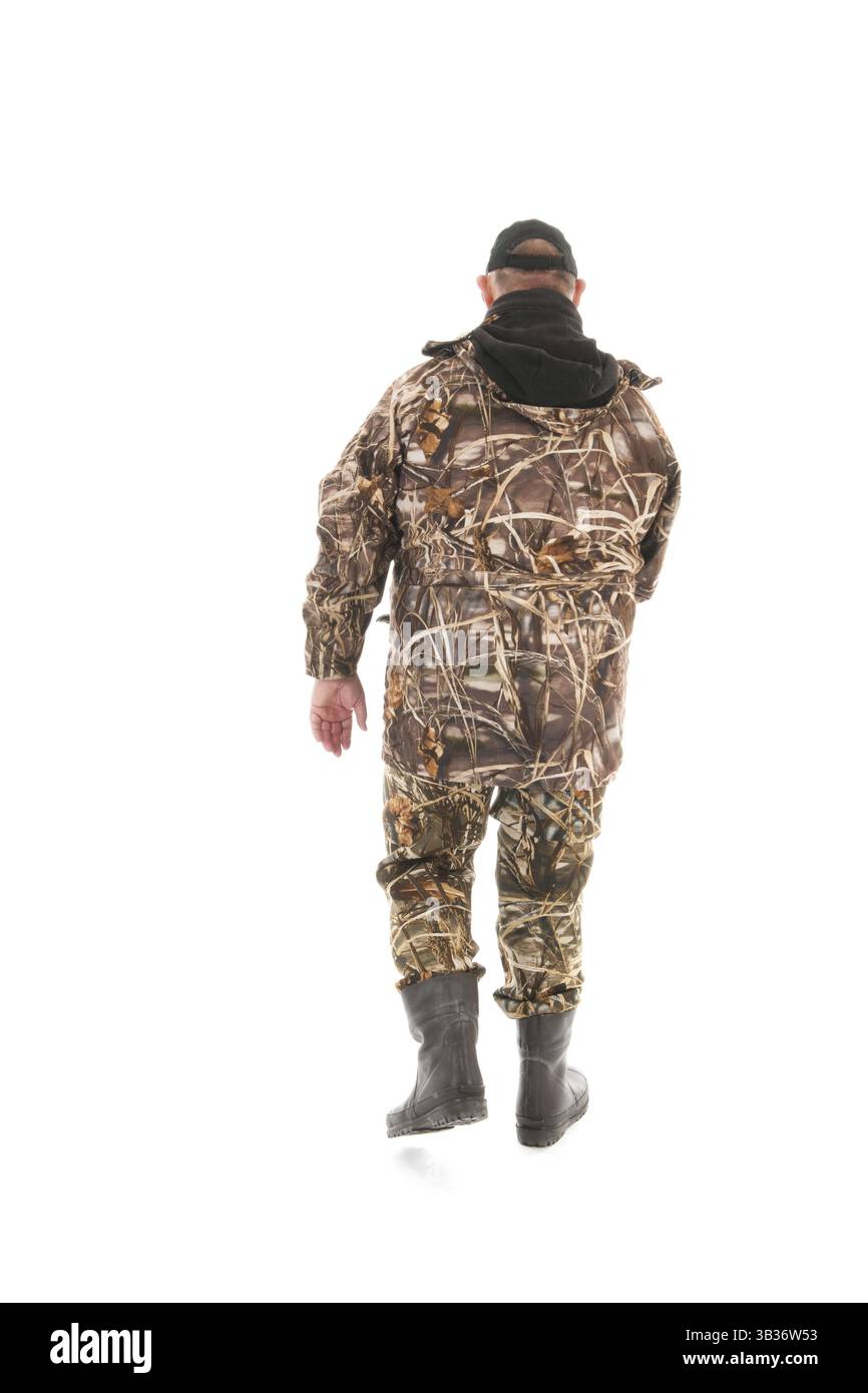 Fisherman standing full body isolated over white background Stock Photo ...