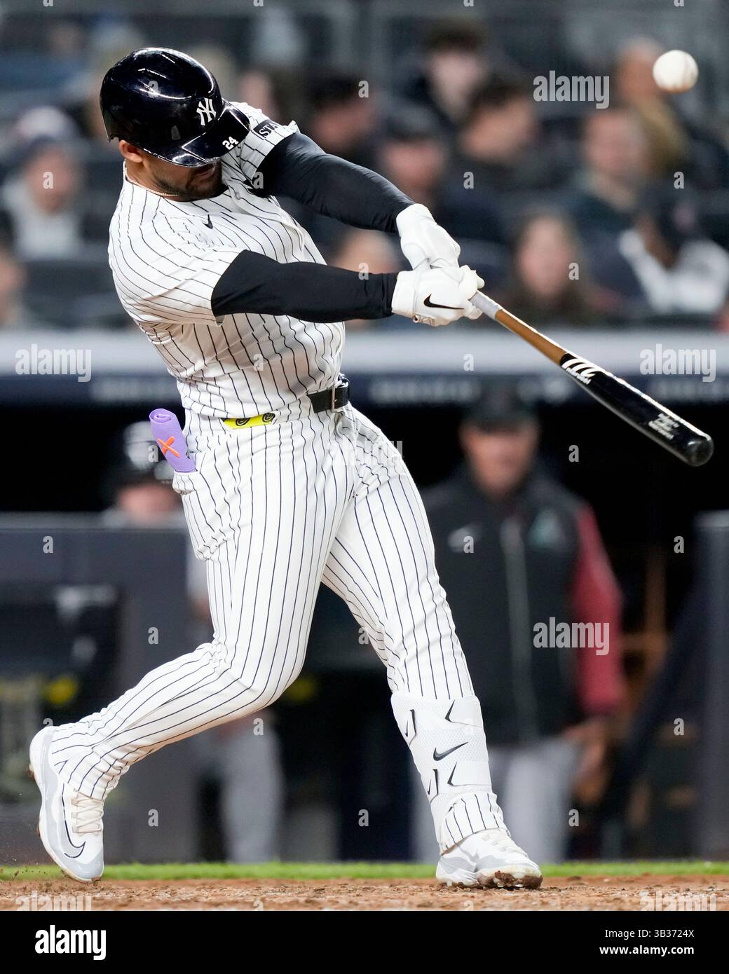 New York Yankees' Jasson Domínguez swings during a baseball game ...