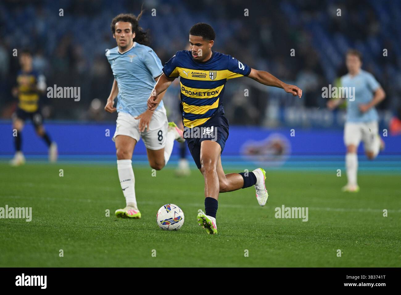Rome, Italy. 28th Apr, 2025. Simon Sohm of Parma Calcio is in action ...