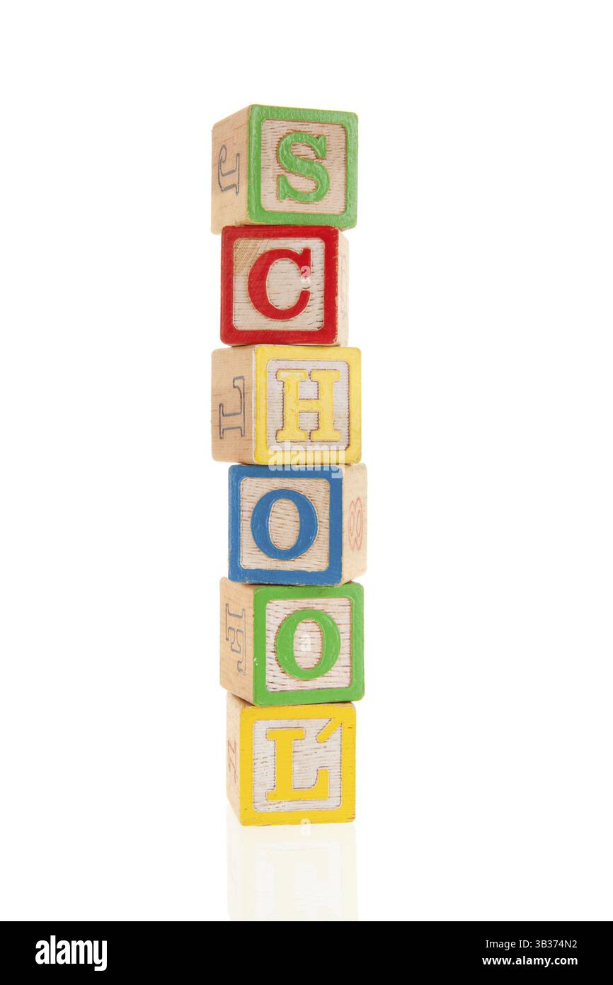 Colorful educational wooden toy blocks with letters Stock Photo - Alamy