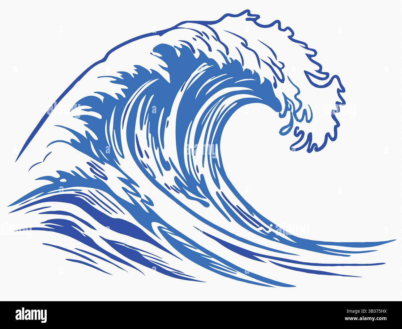 Ocean Wave Clipart - Dynamic Surf Illustration in Blue Tones Stock ...